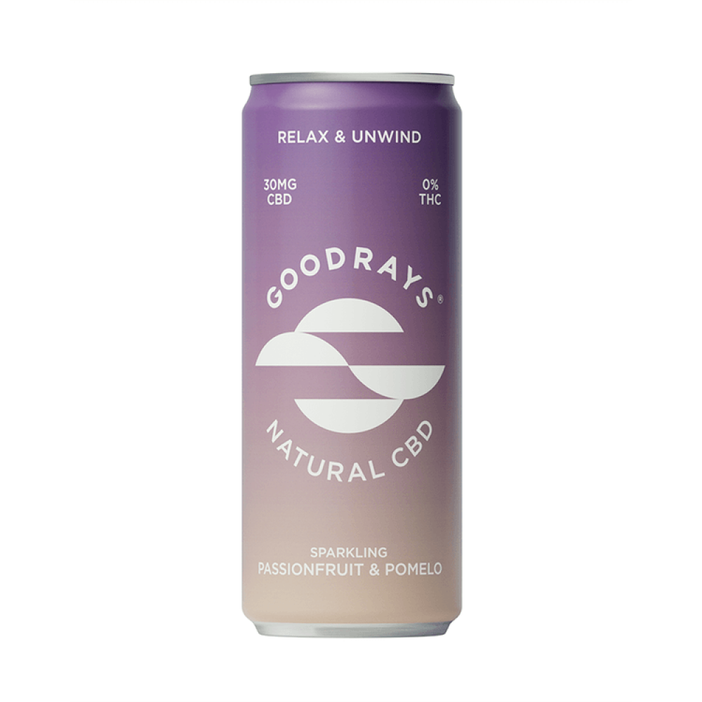 Goodrays - Blood Passionfruit & Pomelo, Natural 30MG CBD Seltzer - 12x250ml